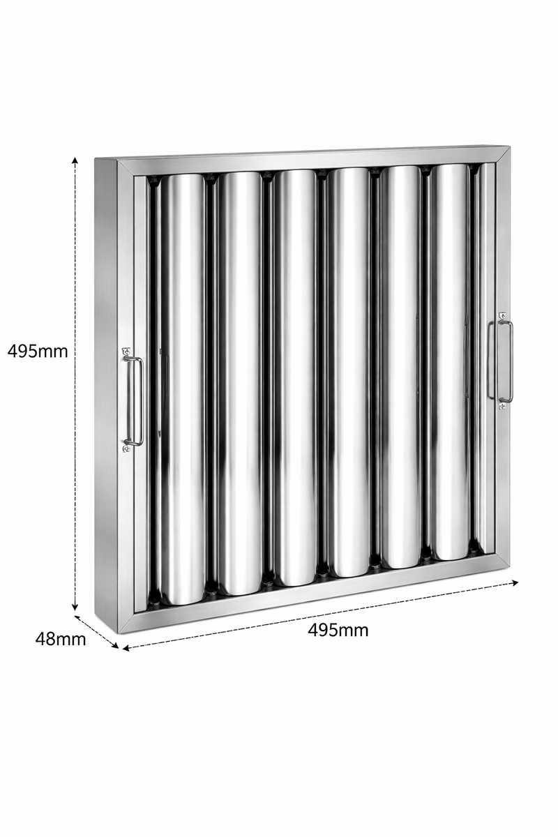 Stainless Steel Baffle Filter 495 × 495mm – Commercial Kitchen Extract