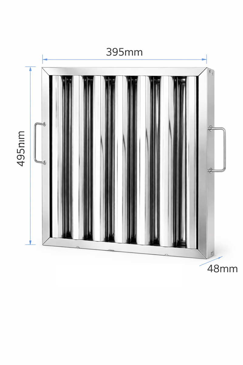 Kitchen Canopy Baffle Filter 495x395mm Stainless Steel